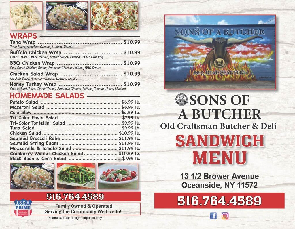 Sandwich Menu – Sons Of A Butcher